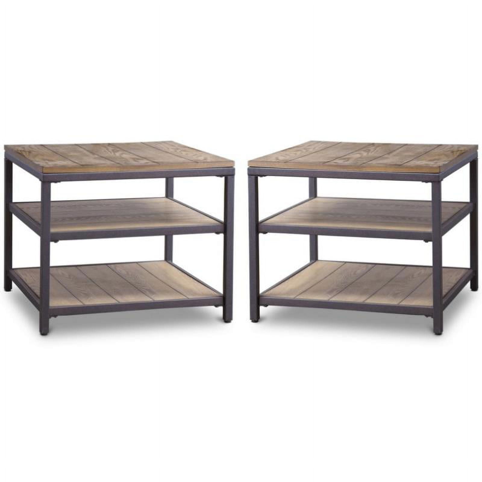 Home Square Studio 24" Square End Table in Brown and Bronze - Set of 2 ...