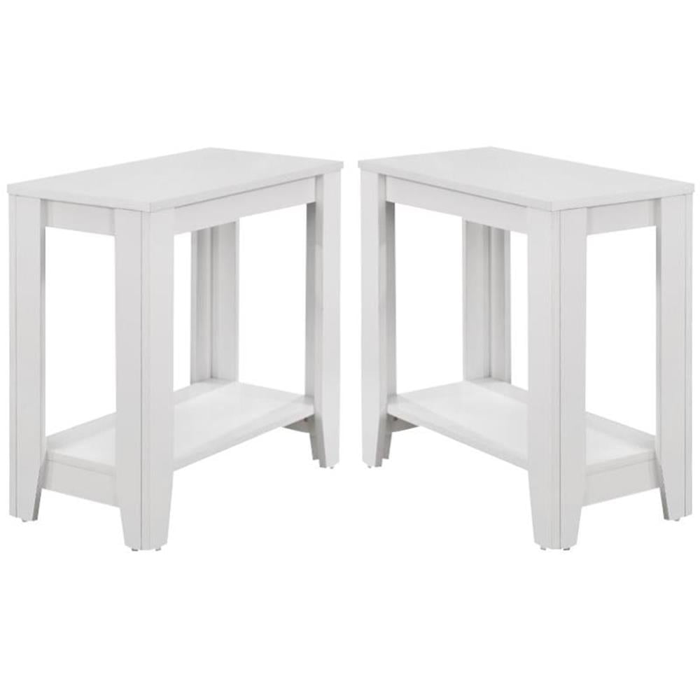 Home Square Sturdy Tapered Legs End Table in White Finish - Set of 2 ...