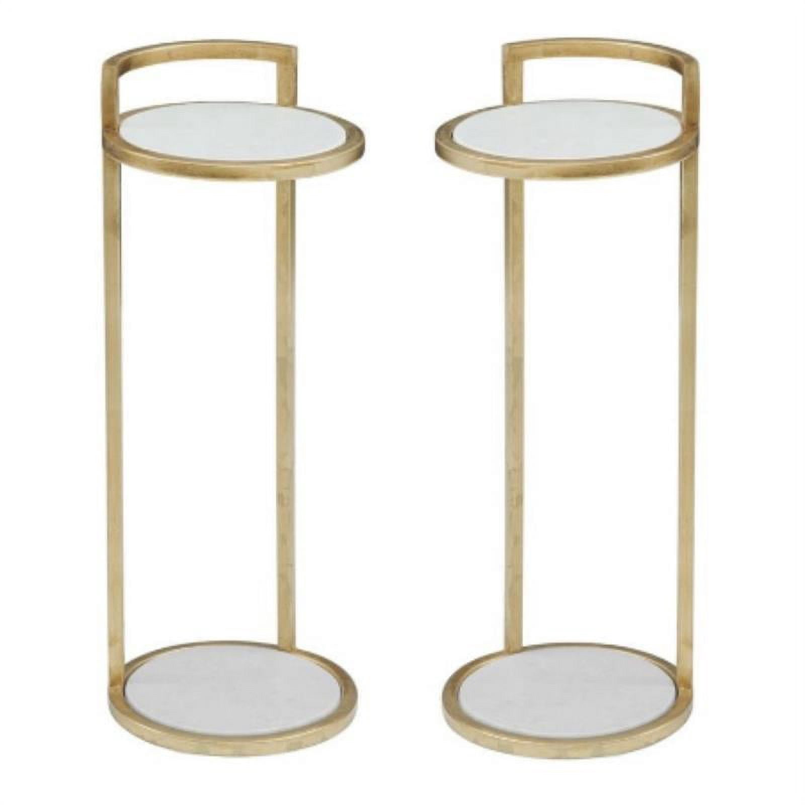 Home Square Surrey Marble Scatter Table in Gold Leaf and White - Set of ...