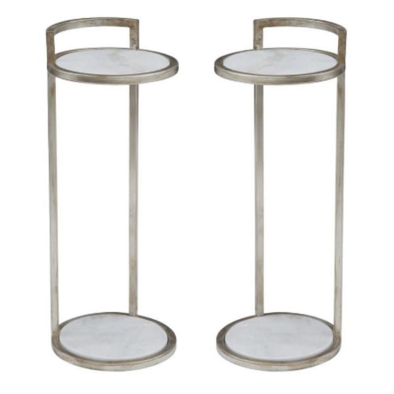 Home Square Surrey Marble Scatter Table in Silver Leaf - Set of 2 ...