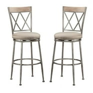 Home Square 18" Round Dining Wood Swivel Counter Stool in Brown - Set ...