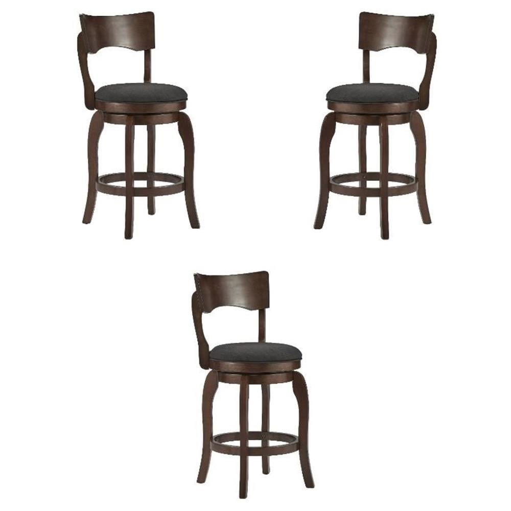 Home Square Swivel Linen Counter Height Barstool in Dark Gray - Set of ...