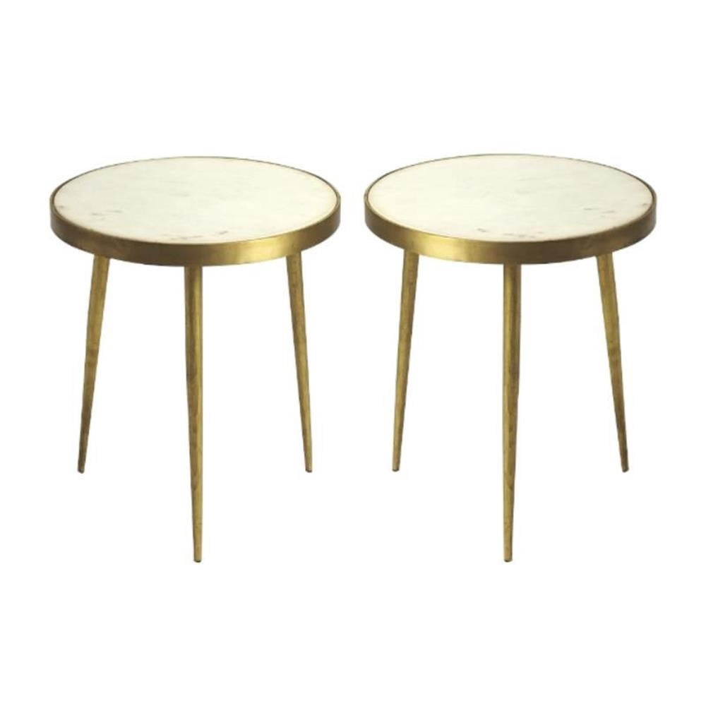 Home Square Tapered Legs Accent Table in Multi-Color - Set of 2 ...