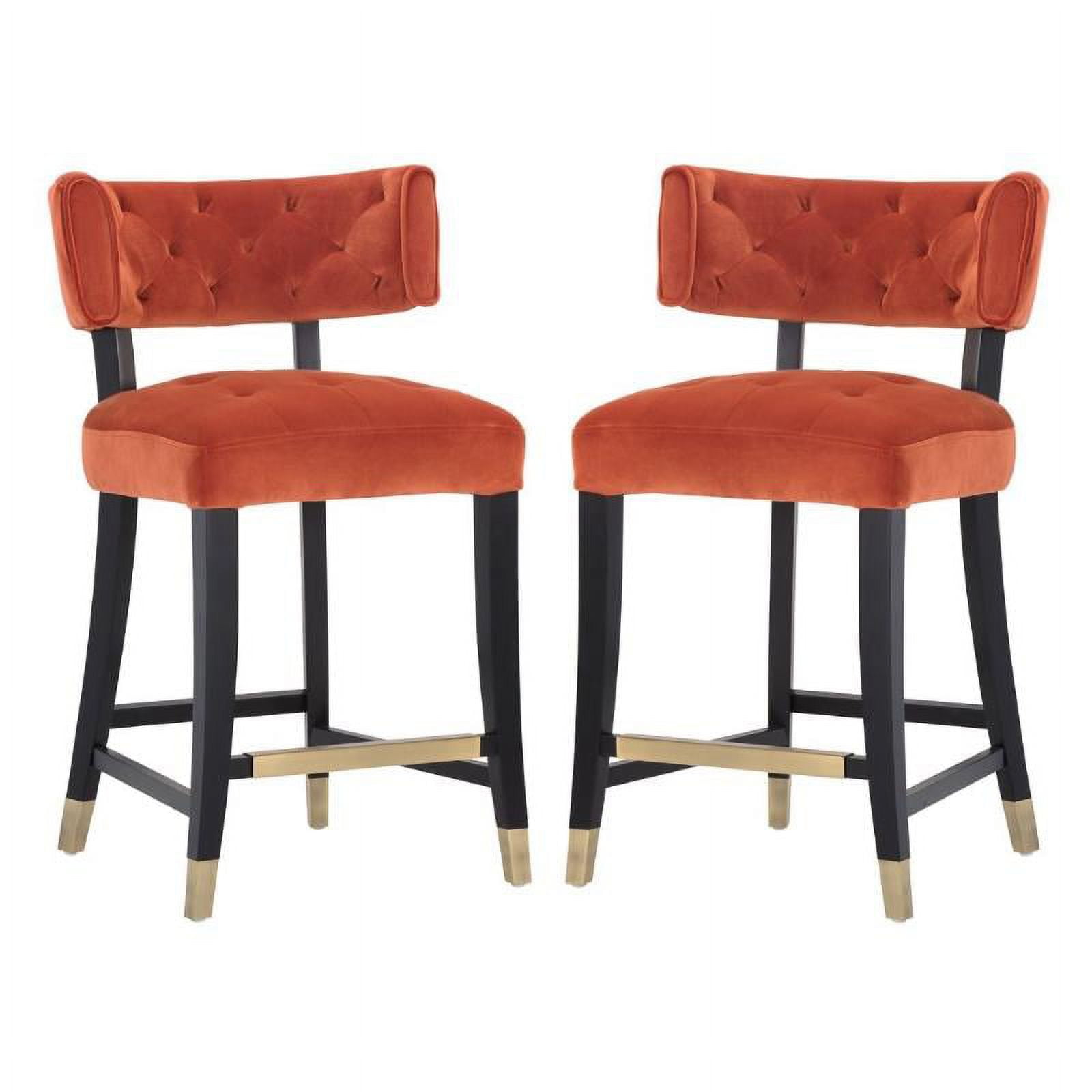 Home Square Tatum 26" Fabric and Beech Wood Counter Stool in Orange ...