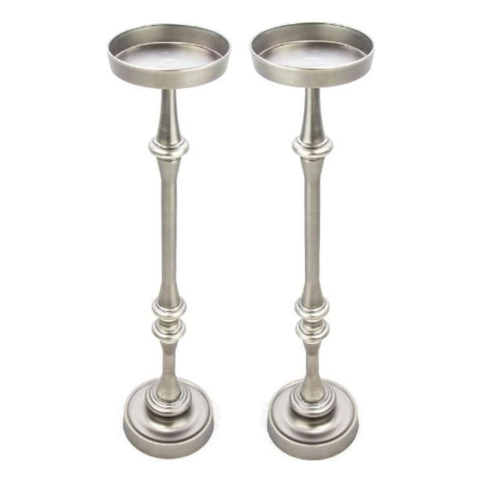 Home Square Traditional Iron Metal Side Table in Brushed Silver - Set ...