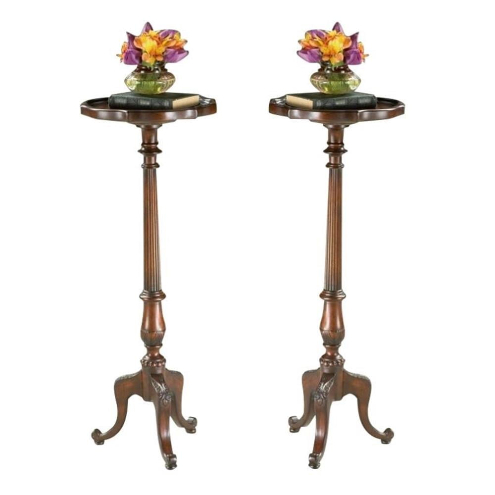 Home Square Traditional Pedestal Plant Stand in Plantation Cherry - Set ...