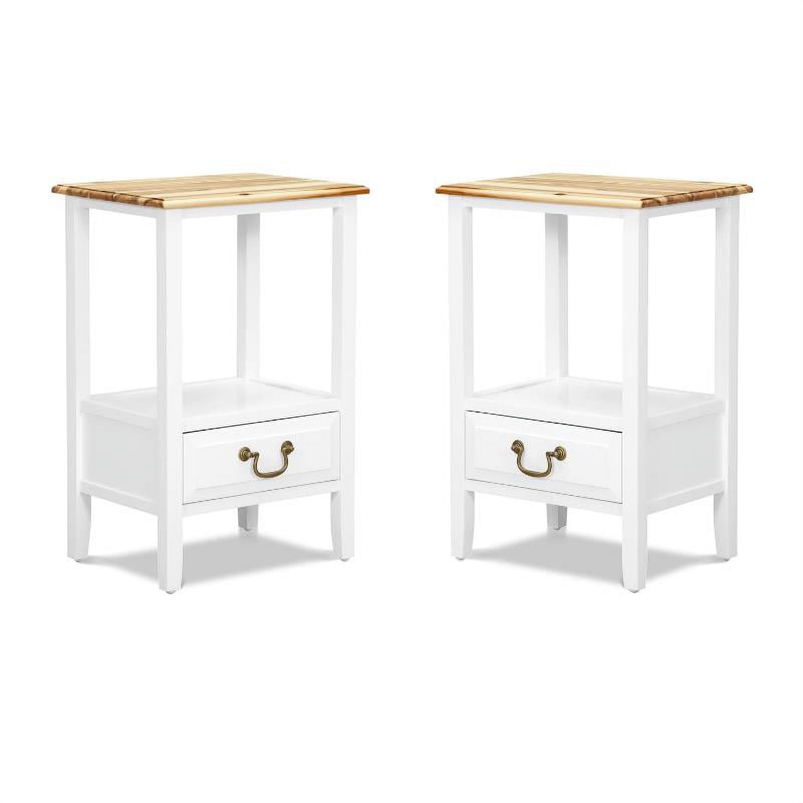 Home Square Traditional Tapered Wood End Table in White - Set of 2 ...