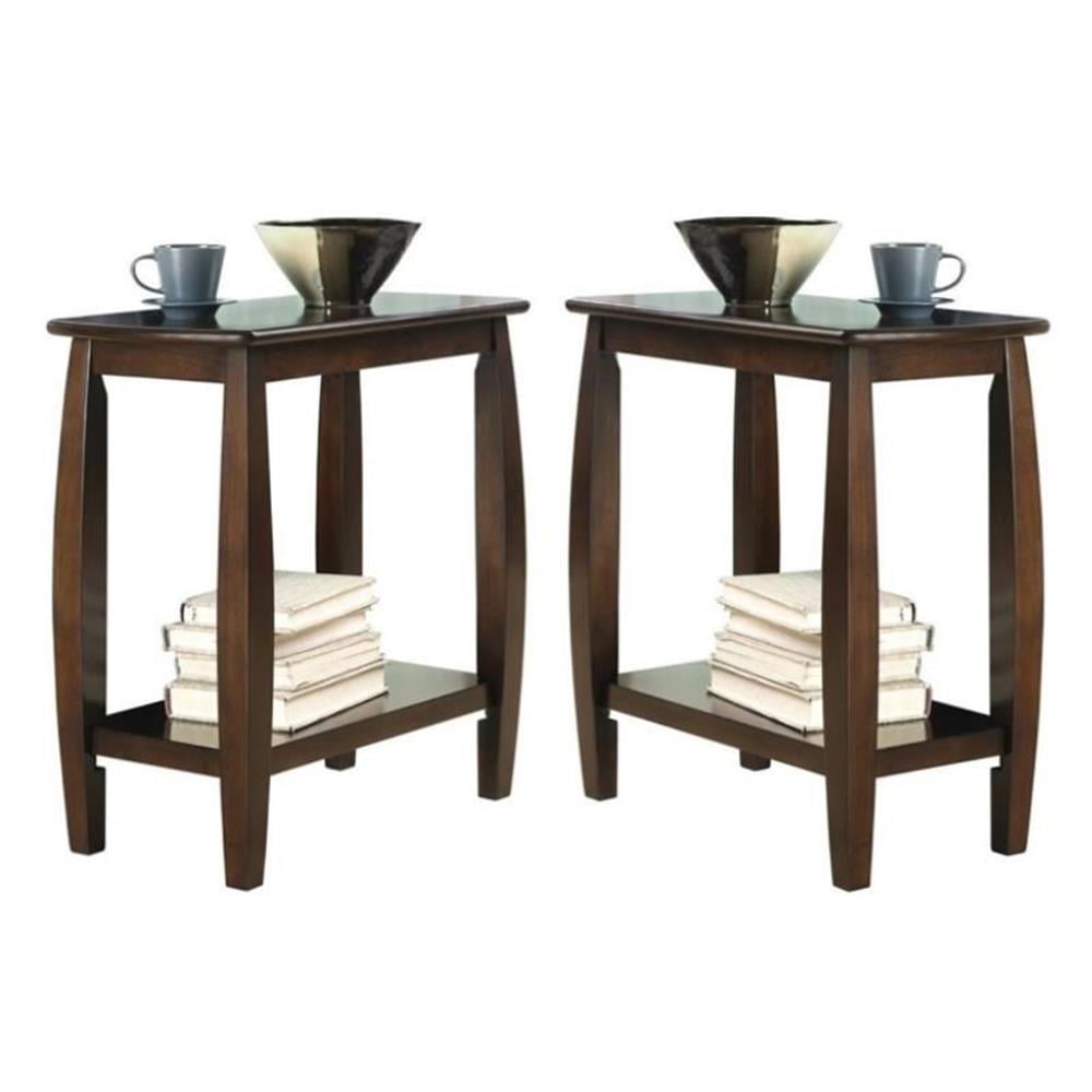 Home Square Transitional End Table with Lower Shelf in Cappuccino - Set ...