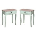 Home Square Transitional Wood Table with Limewash Top in Bahama Green ...