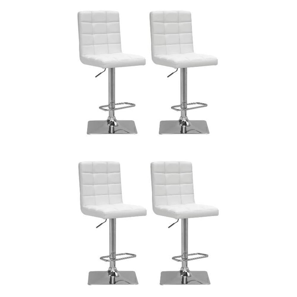 Home Square Tufted High Back Square PU Fabric Barstool in White - Set ...