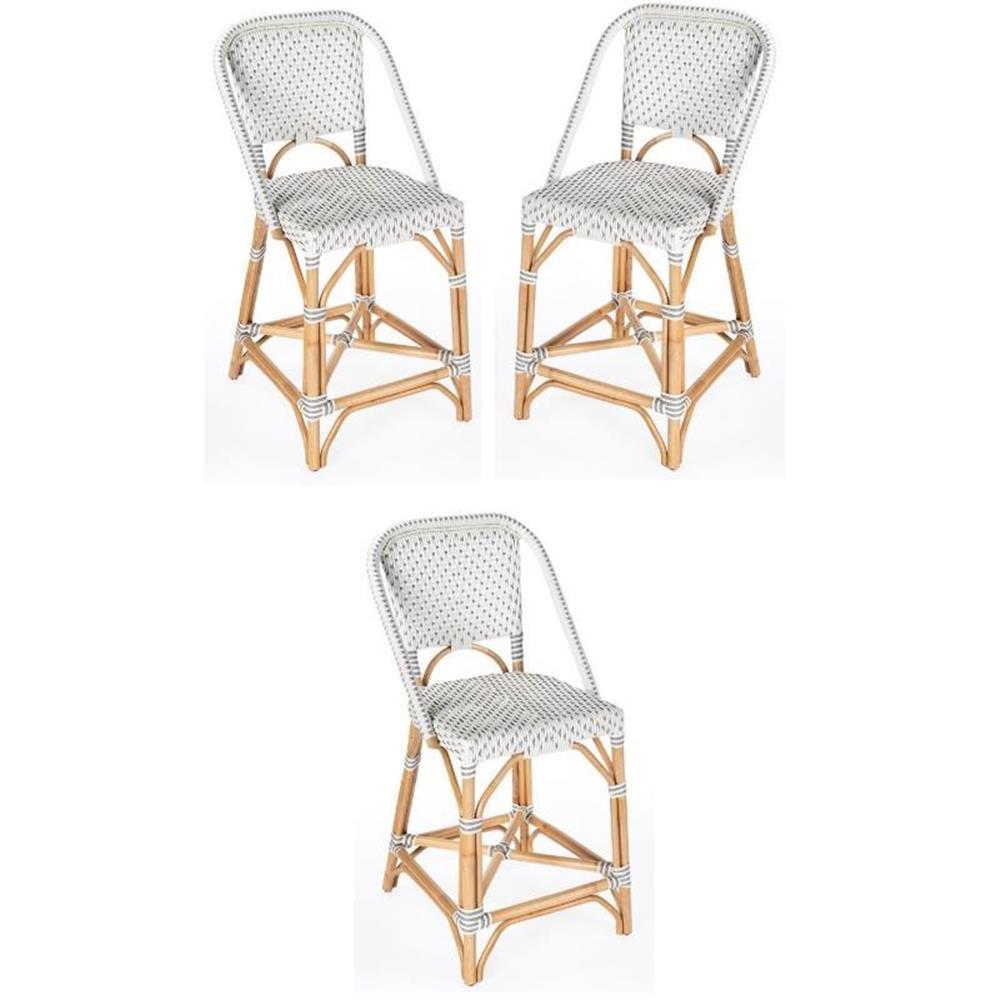 Home Square White & Gray Rattan Counter Stool - Set of 3 - Walmart.com