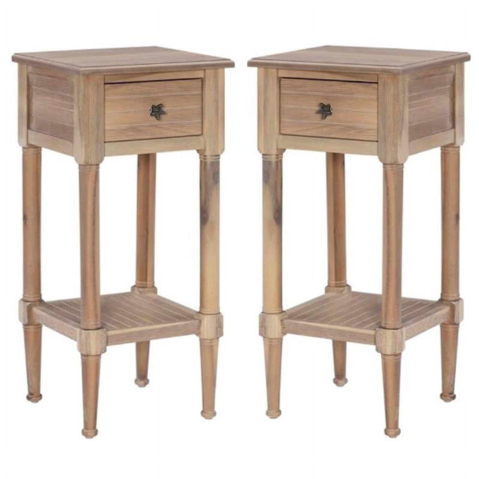 Home Square 2-Shelf Coastal Rattan & Rope Side Table in White - Set of ...