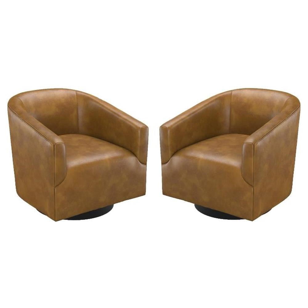 Home Square Set of 2 Modern Style Accent Swivel Chairs, Upholstered in ...