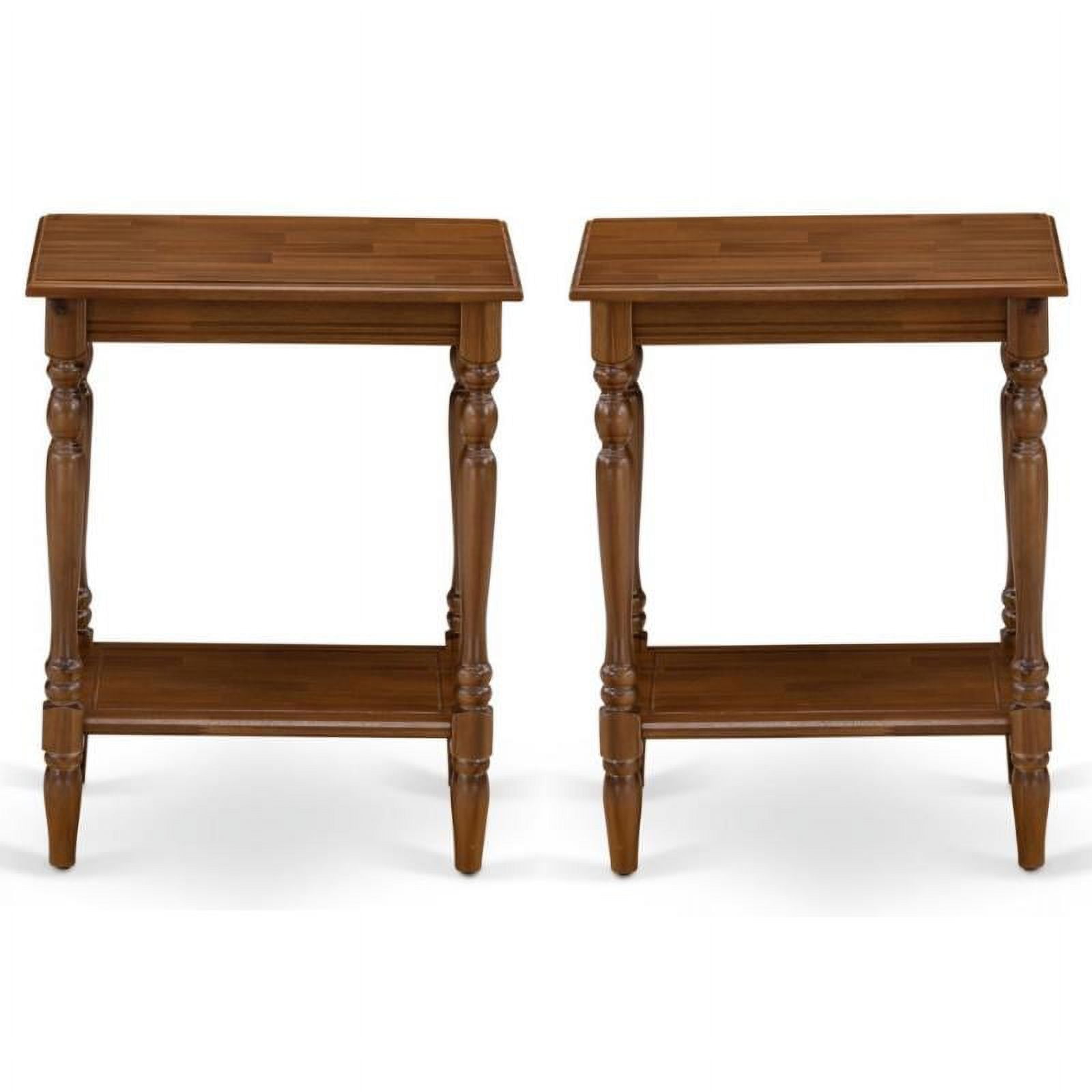 Home Square Wood End Table with Open Storage in Antique Walnut - Set of ...