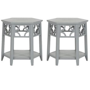 Home Square 2 Piece Square Solid Wood End Table Set in Blue - Walmart.com