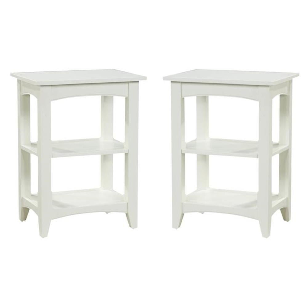 Home Square Wood Shaker Cottage 2-Shelf End Table in Ivory - Set of 2 ...