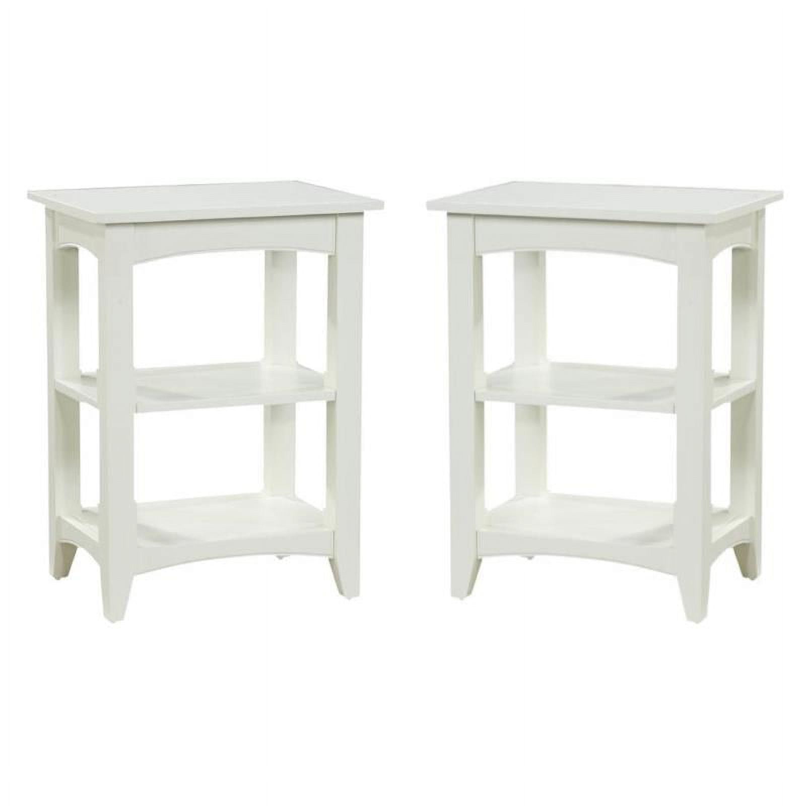 Home Square Wood Shaker Cottage 2-Shelf End Table in Ivory - Set of 2 ...