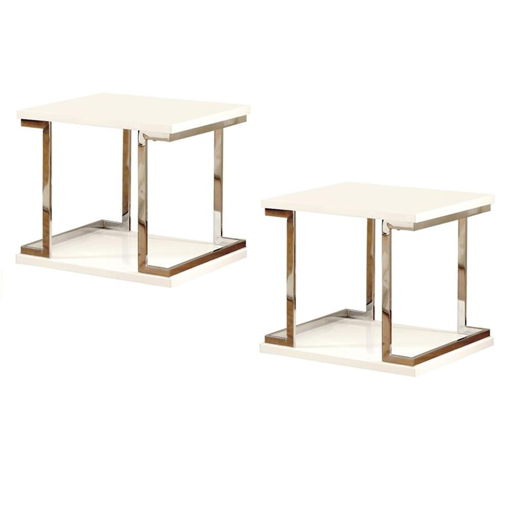 Home Square Wood Square End Table in White (Set of 2) - Walmart.com