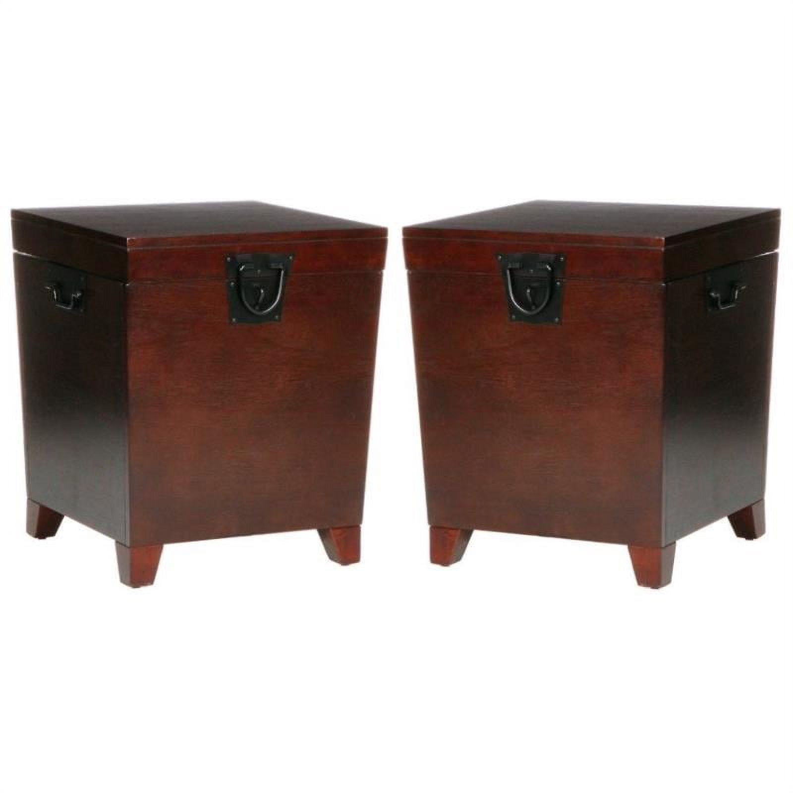 Home Square Wood Square Pyramid Trunk End Table in Espresso - Set of 2 ...