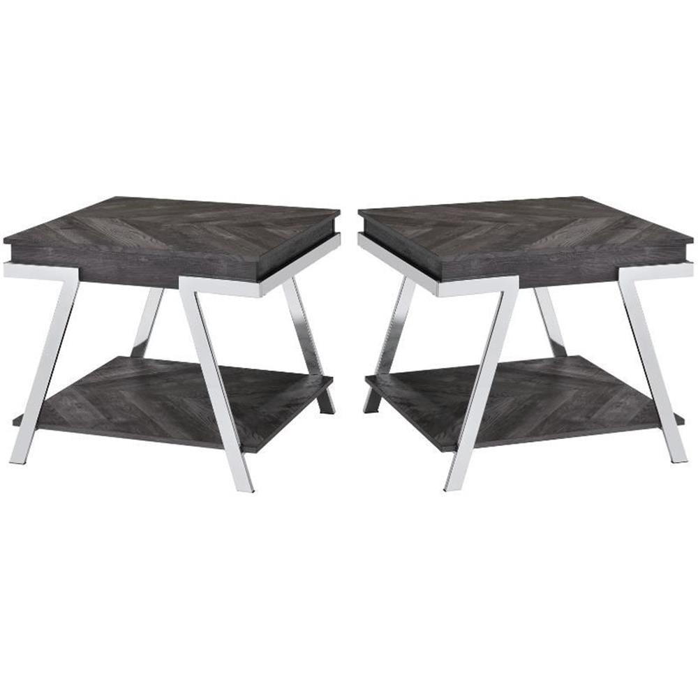 Home Square Wood and Laminate End Table in Dark Gray - Set of 2 ...
