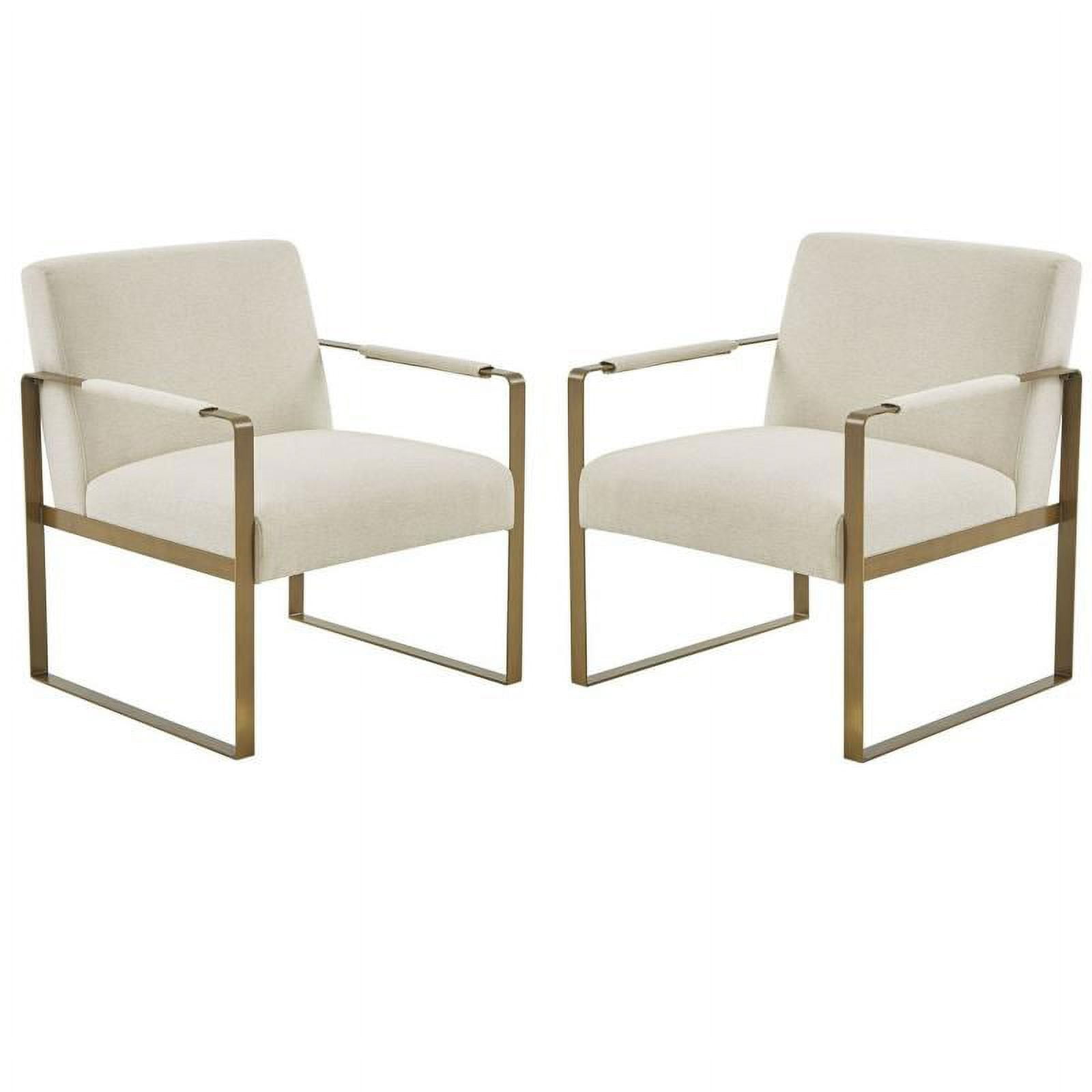 Home Square Wood and Polyester Accent Chair in Cream in Set of 2 ...