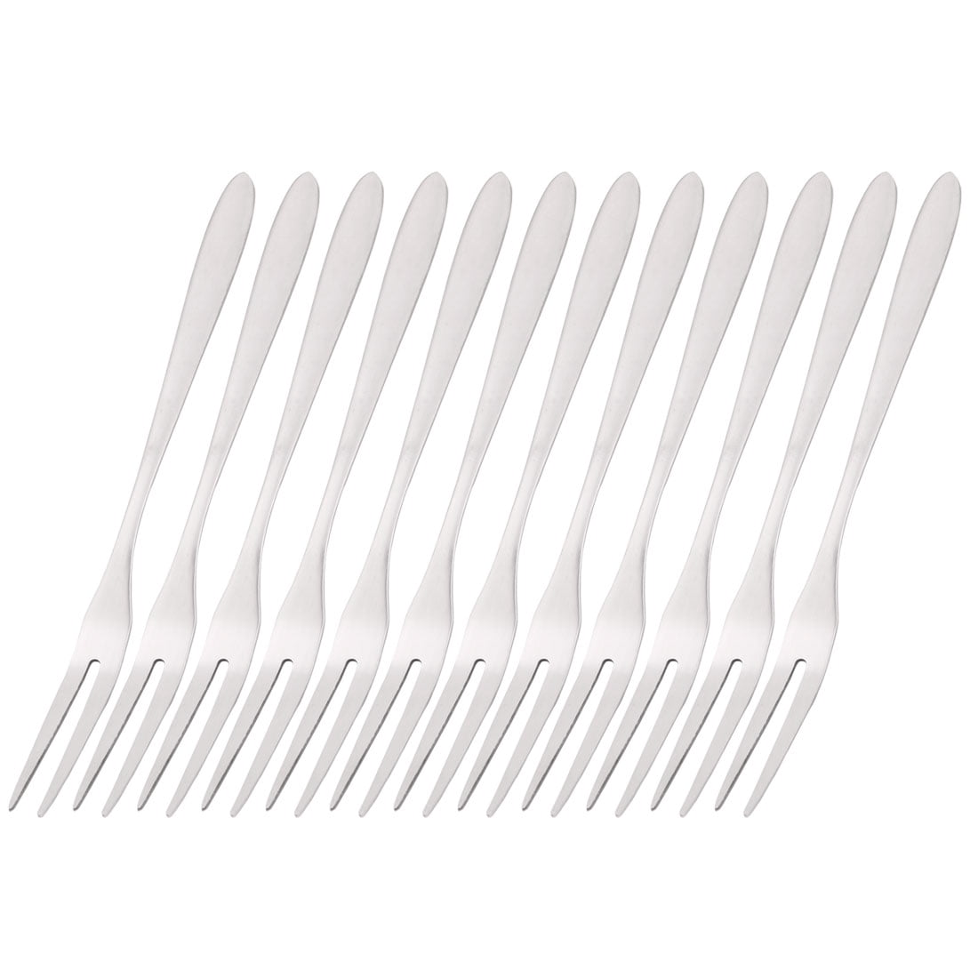 Home Stainless Steel Two Teeth Design Fruit Fork Silver Tone 13cm ...