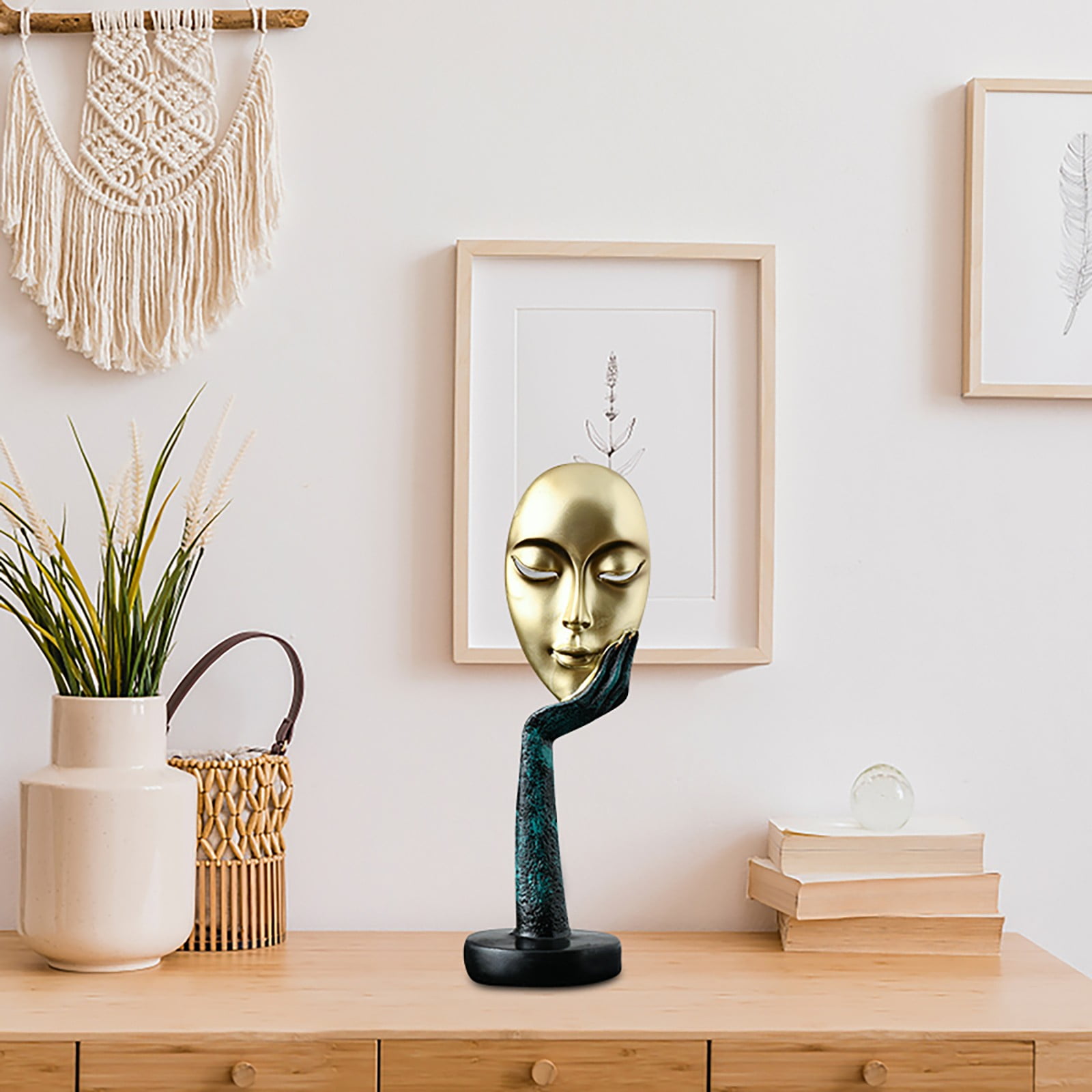 Home Statue Simple Creative Female Face Art Statue Thinker Lady ...