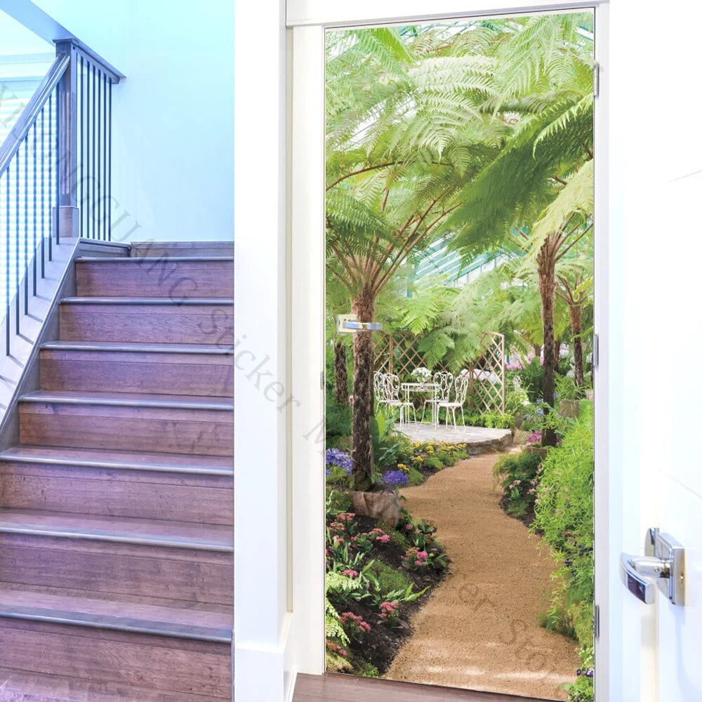 Home Steel Front Door Sticker Self-adhesive Door Film 3D Bathroom ...