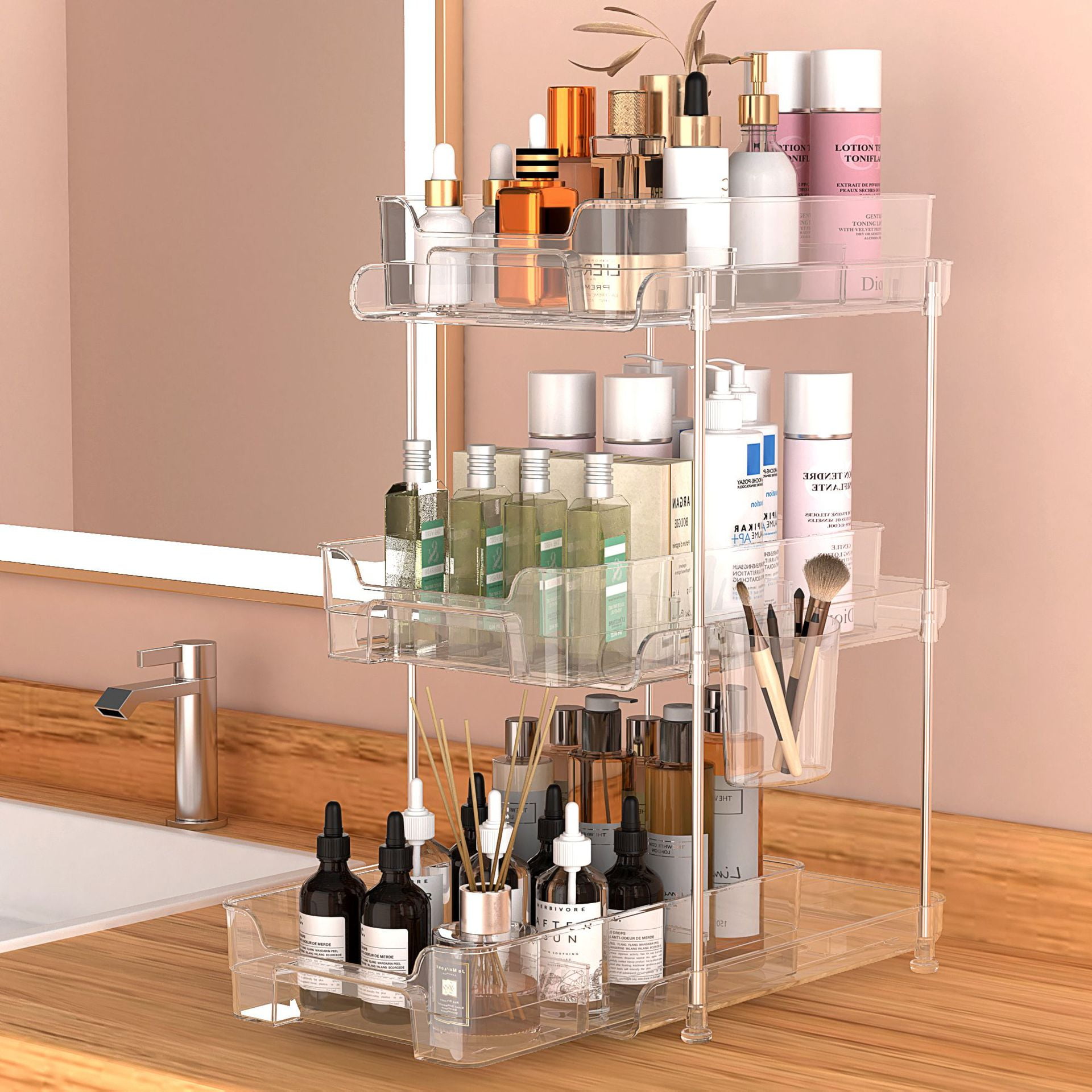 Home Storage 2 Tier/3 Tier Bathroom Vanity Counter Organizers, Pull Out ...