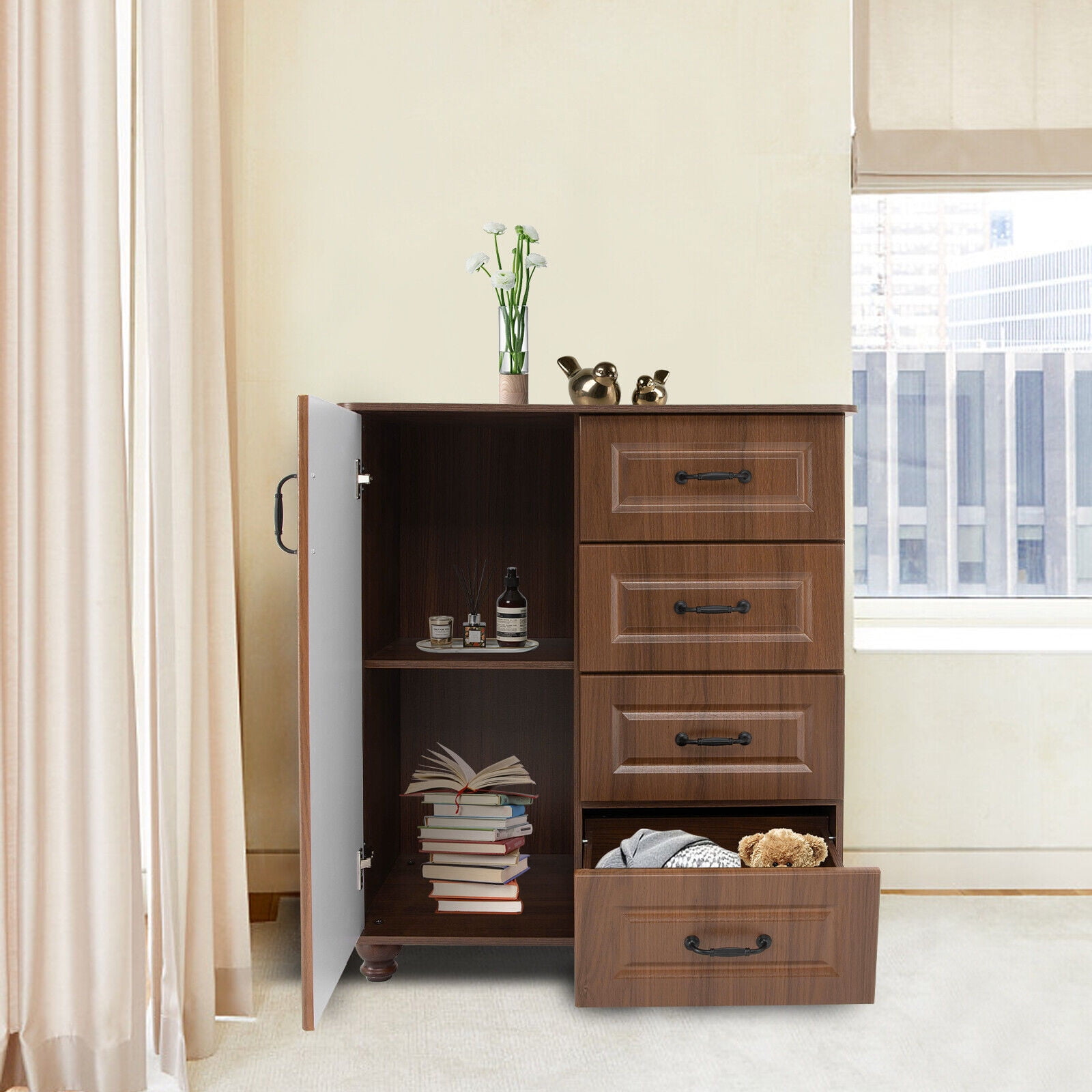 Home Storage Cabinet with Door Floor Storage Stand Furniture Unit with ...