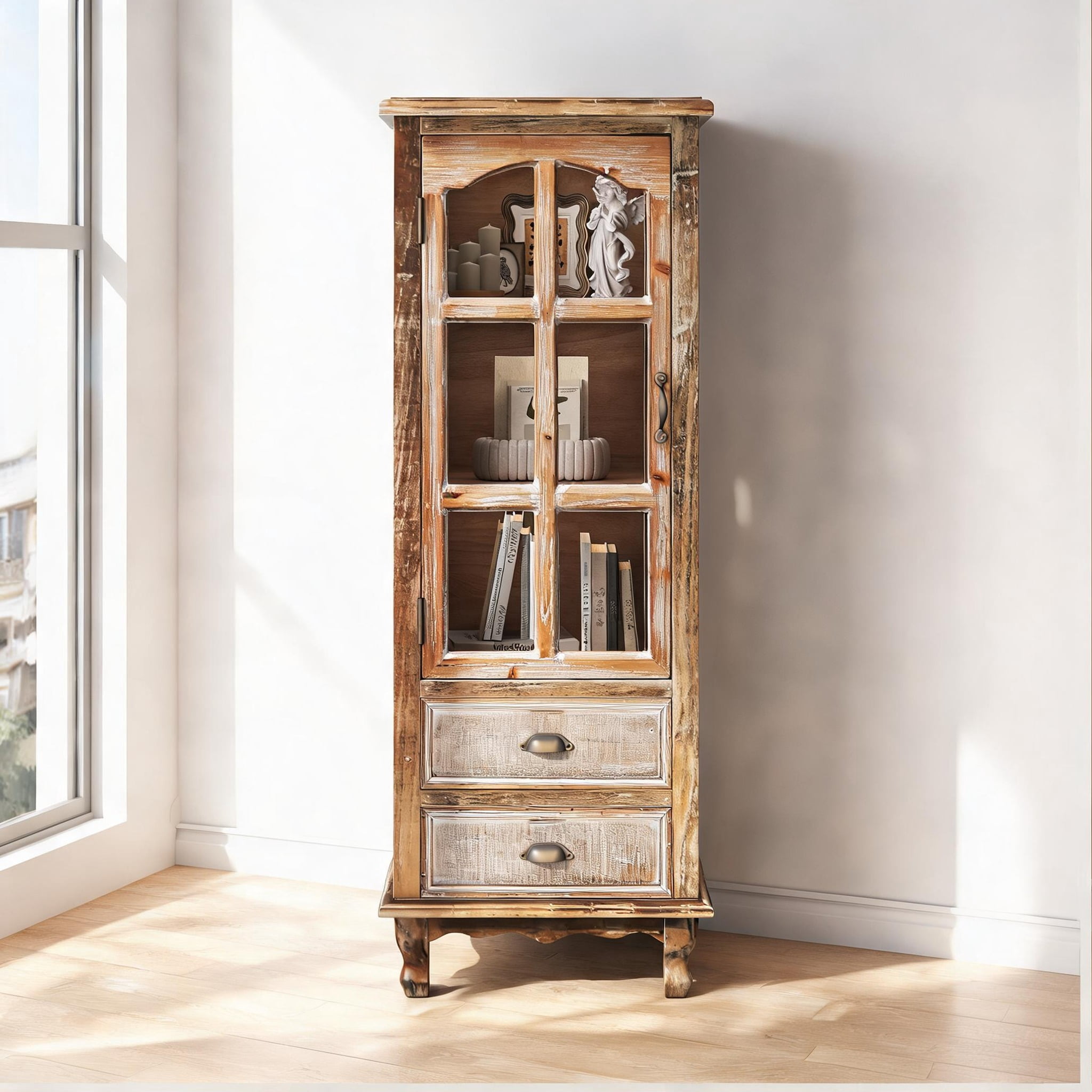 Home Storage Organization for Living Room Bedroom, Tall Narrow Wooden ...
