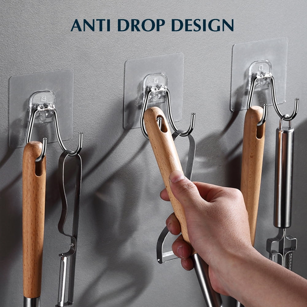 Home Storage Organizer Hooks Transparent Waterproof Hooks for Keys ...