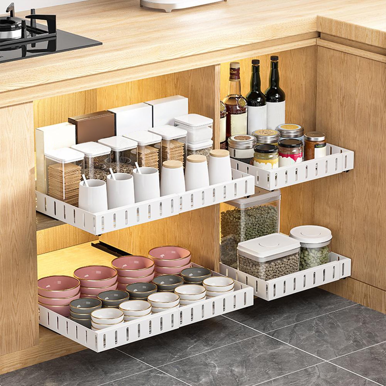 Home Storage Pull Out Cabinet Organizer, Slide Out Drawers With Silent ...