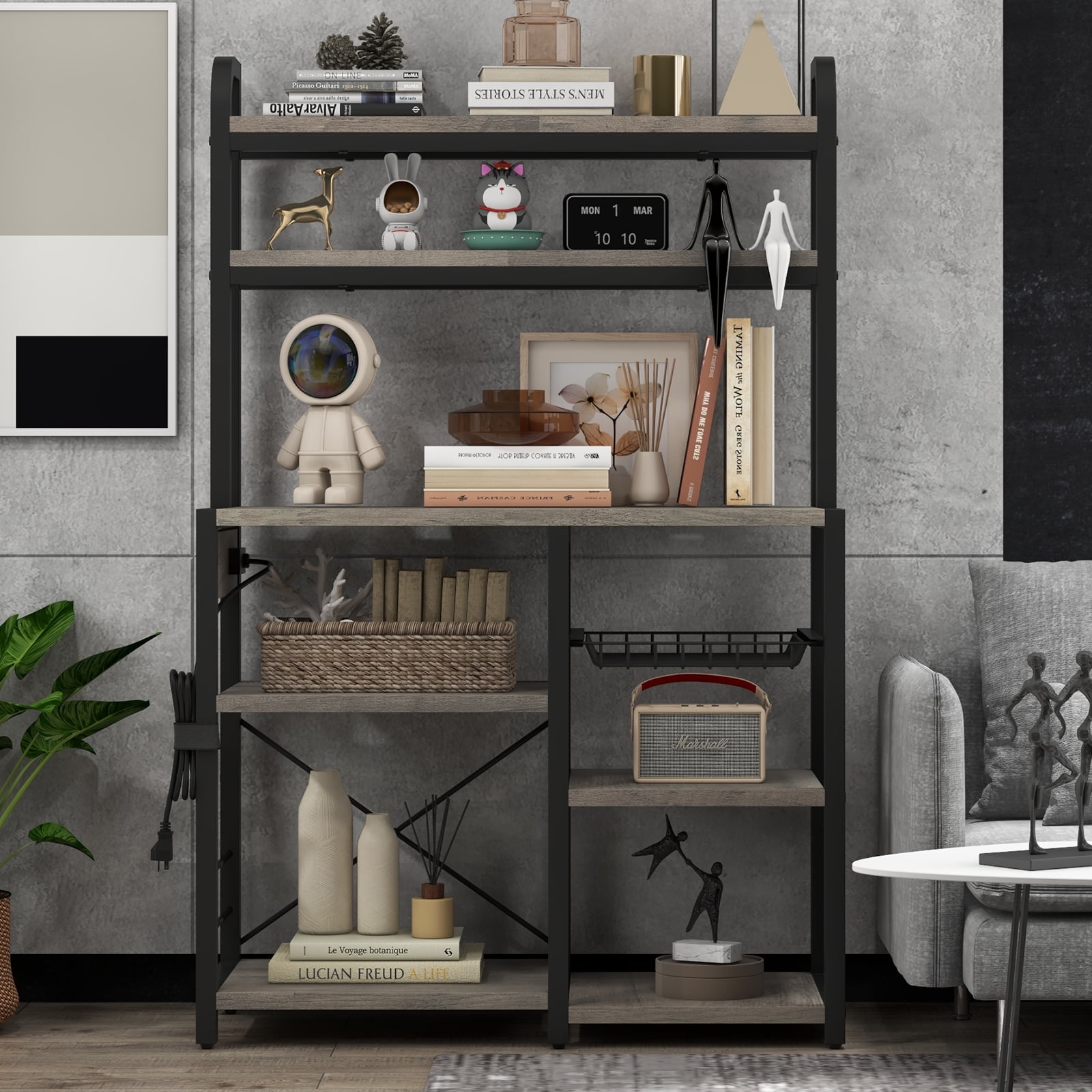 Home Storage Rack, Kitchen Storage Rack with Power Socket, Microwave ...