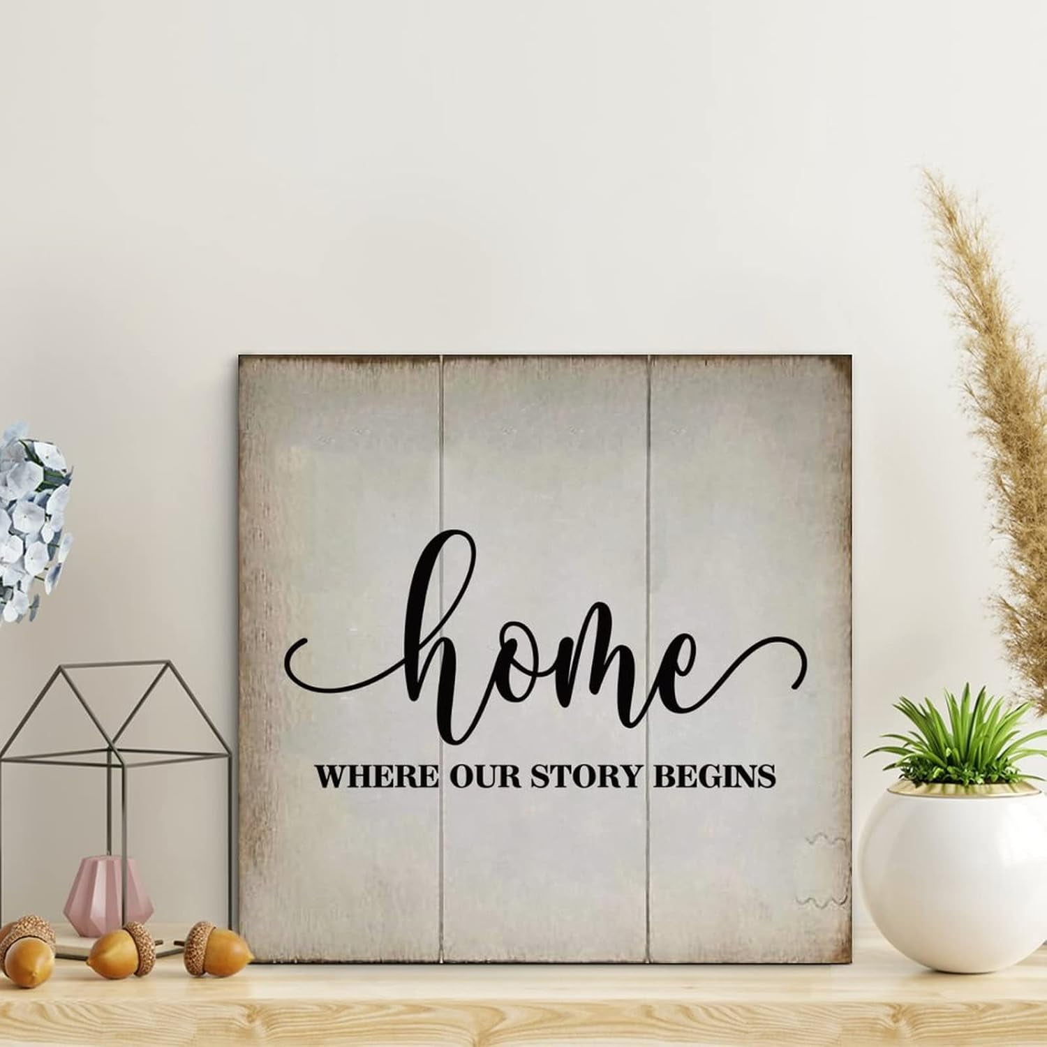 Home Where Our Story Begins Wood Signs Modern Rustic Wood Plaque Family ...