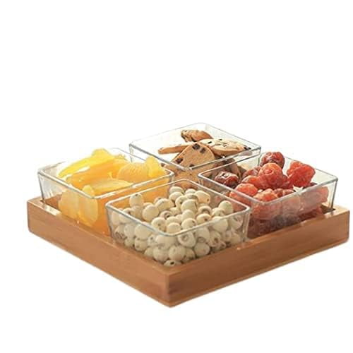 Home Stuffs Dry Fruit Bowl Wooden Serving Tray Dessert Container Set ...