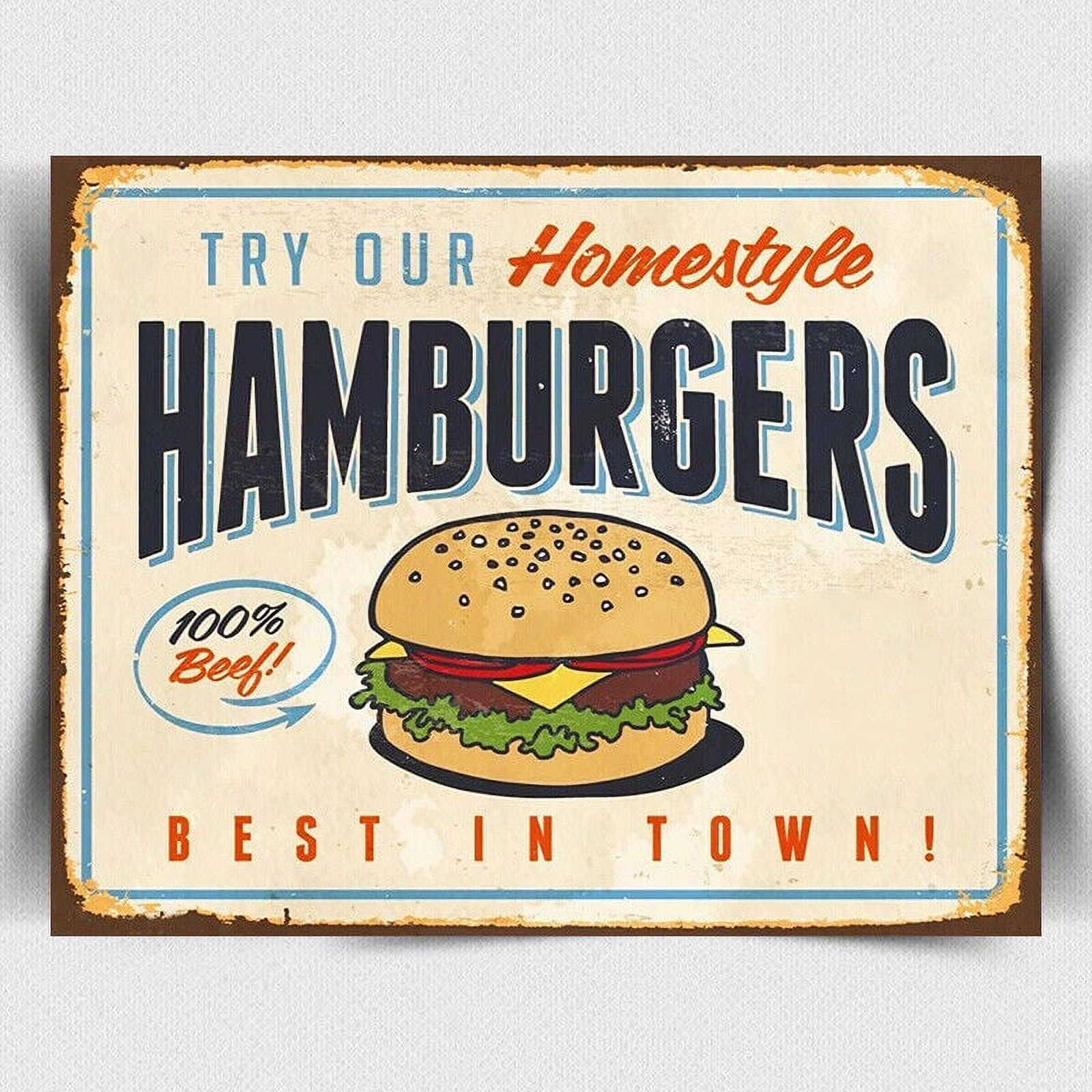 Home Style Hamburgers SIGN METAL PLAQUE PRINT Retro Vintage poster Size ...