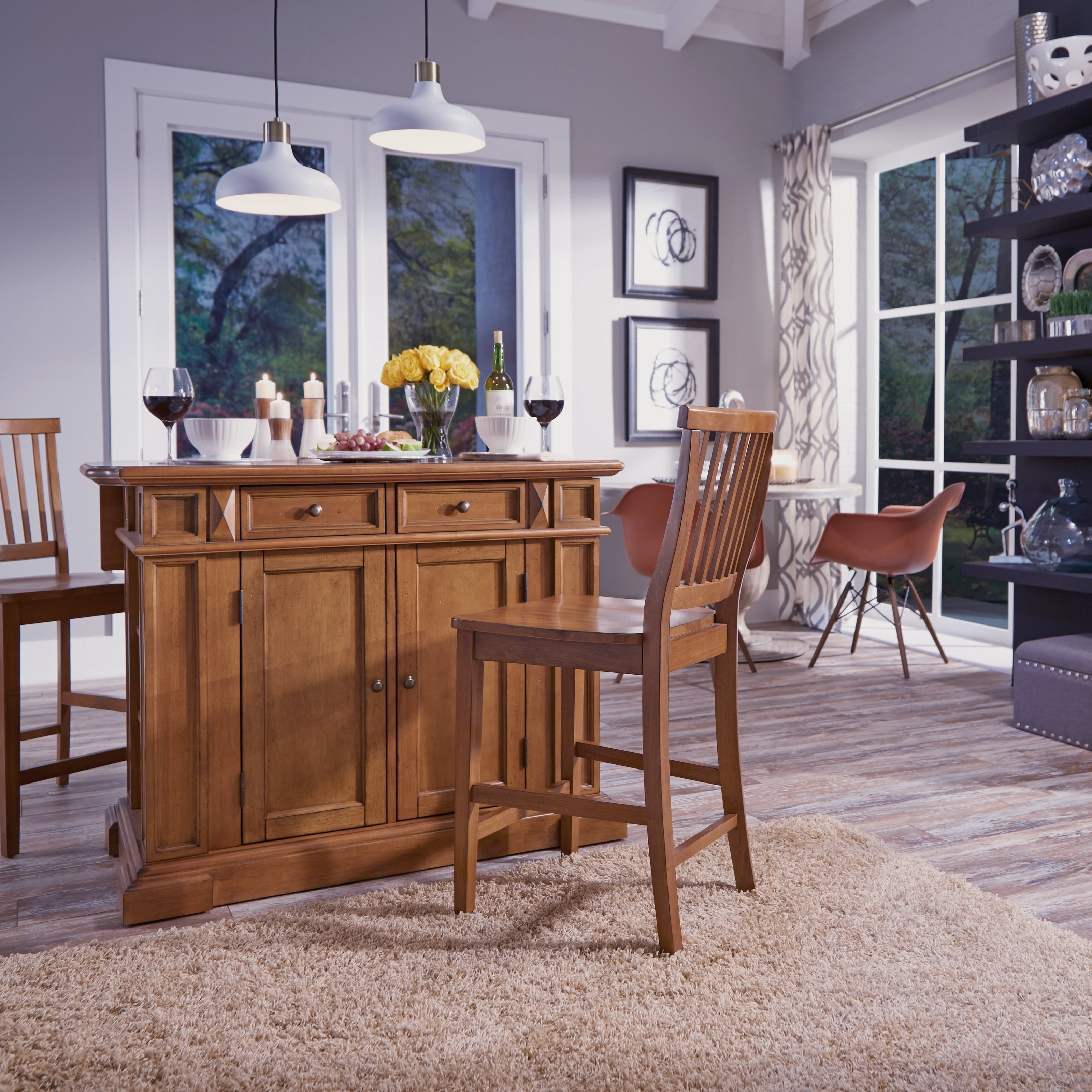 Home Styles Americana Cottage Oak 3-Piece Kitchen Island Set - Walmart.com