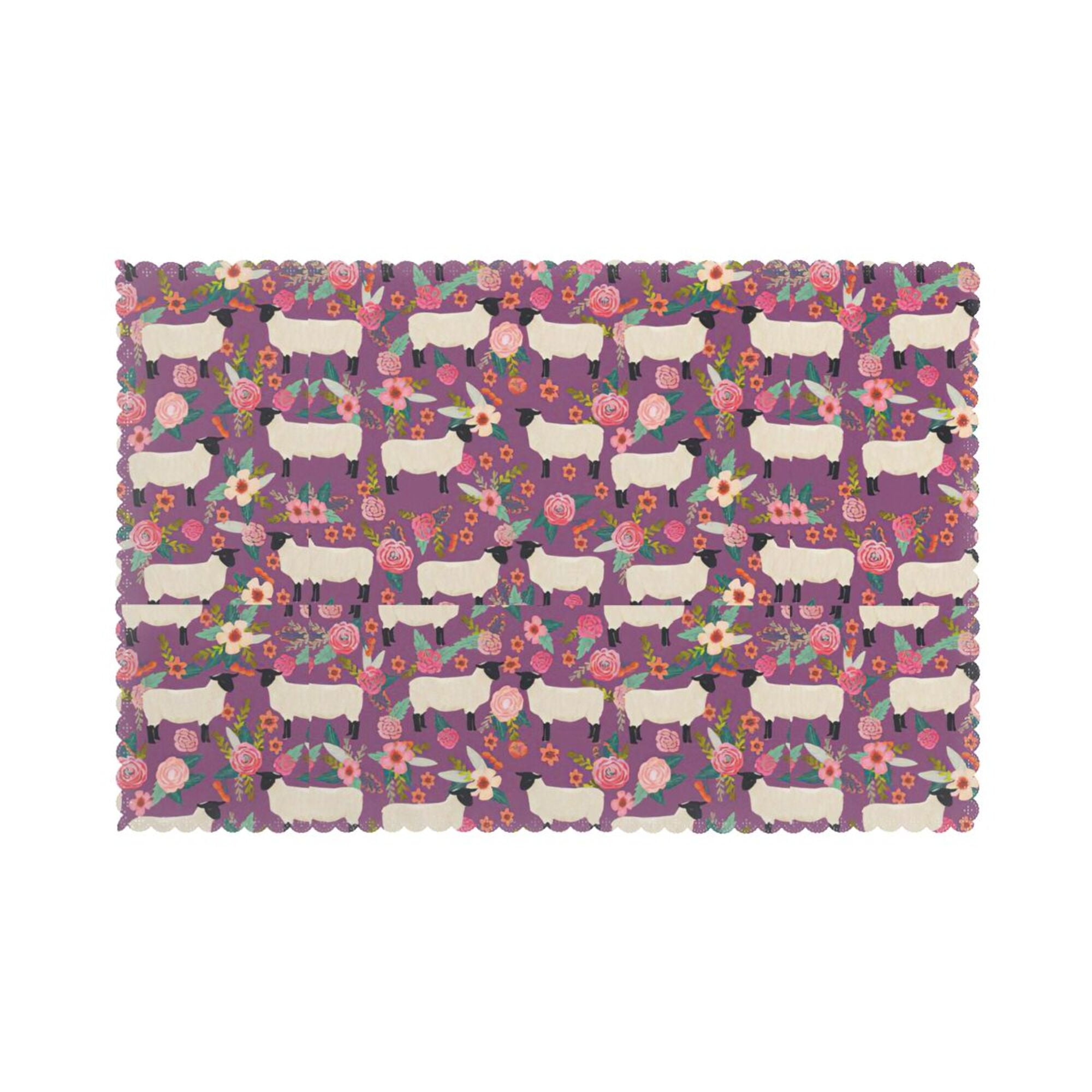 Home Suffolk Sheep Floral Sheep Farm Design Amethyst Placemats Set Of 6 ...