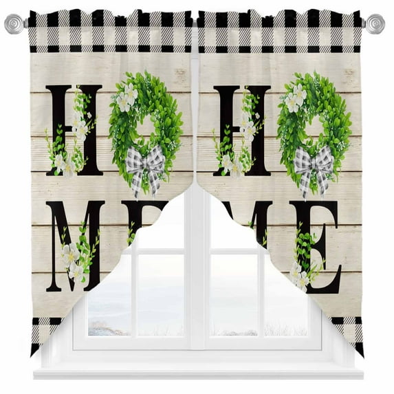 Home Swag Kitchen Curtain Valances, Spring Country Farm Green Boxwood ...