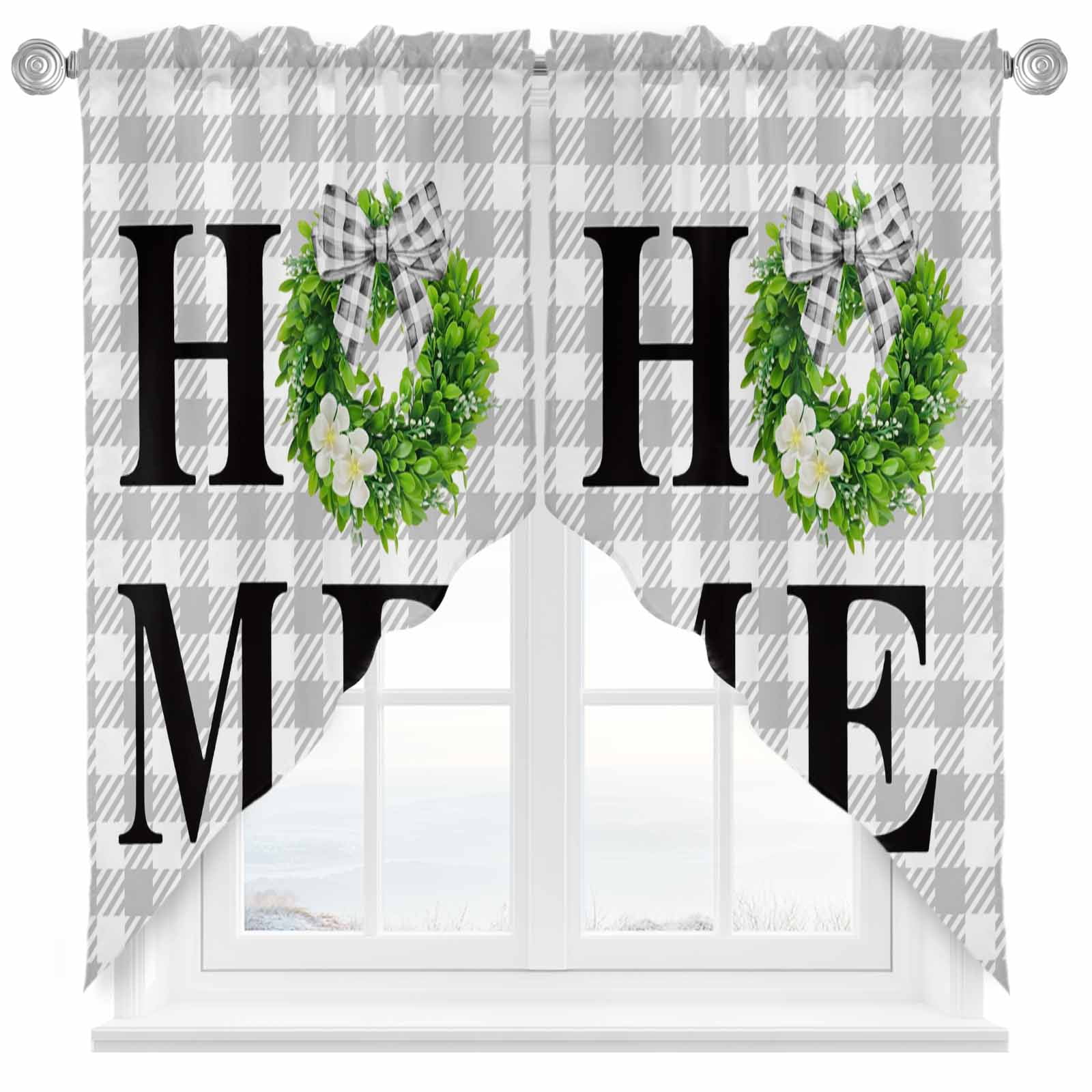 Home Swag Kitchen Curtain Valances, Spring Country Farm Green Boxwood ...