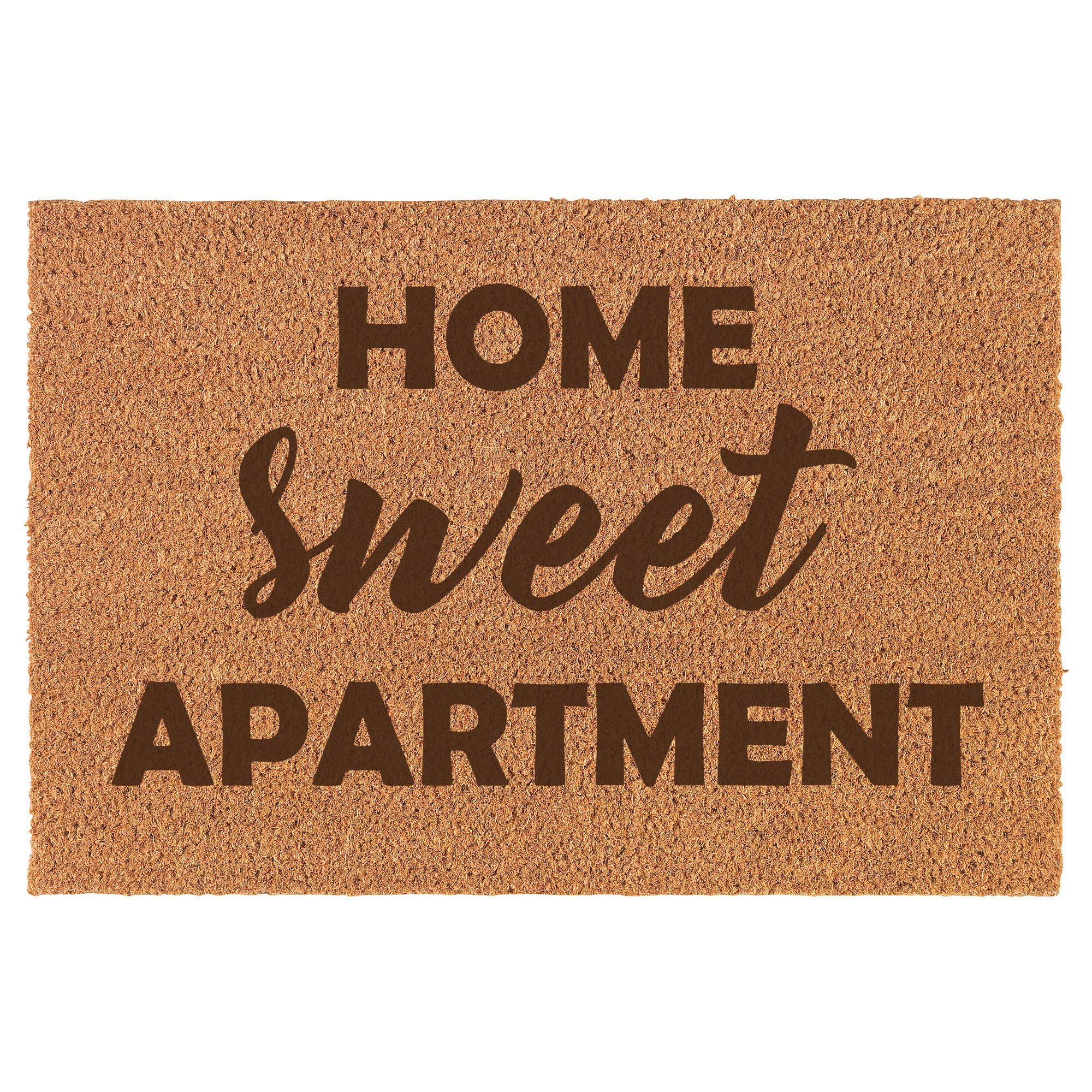 Home Sweet Apartment Funny Doormat Brown Natural Coir Rectangular Front ...