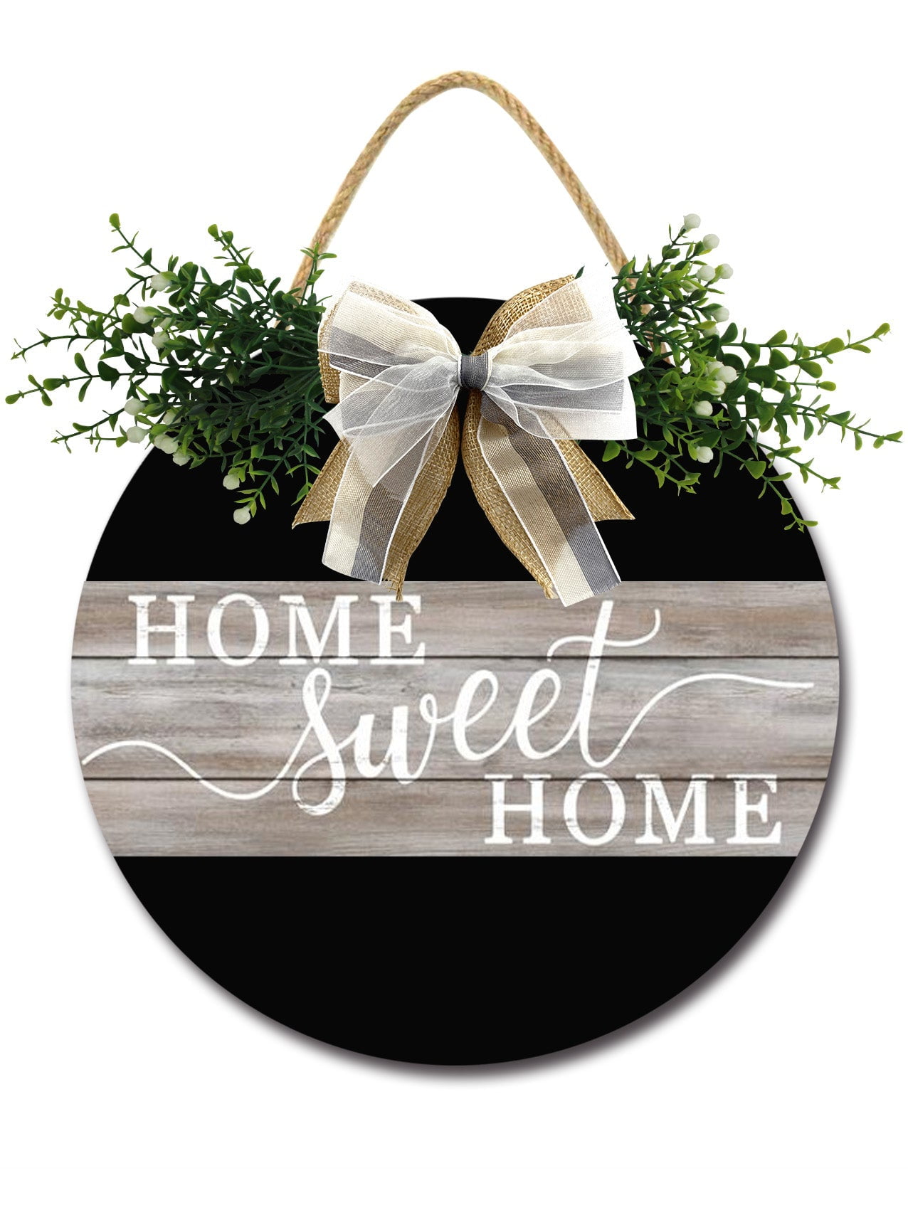 Home Sweet Home Door Sign Home Decor Round Wood Wreaths Wall Hanging ...