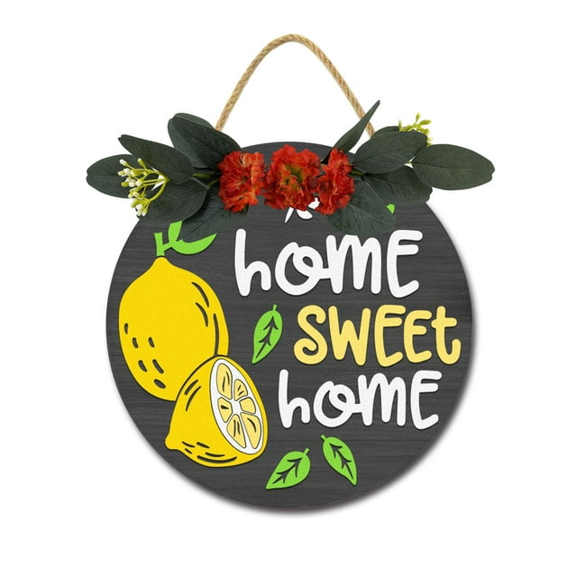 Home Sweet Home Door Sign Home Decor Round Wood Wreaths Wall Hanging ...