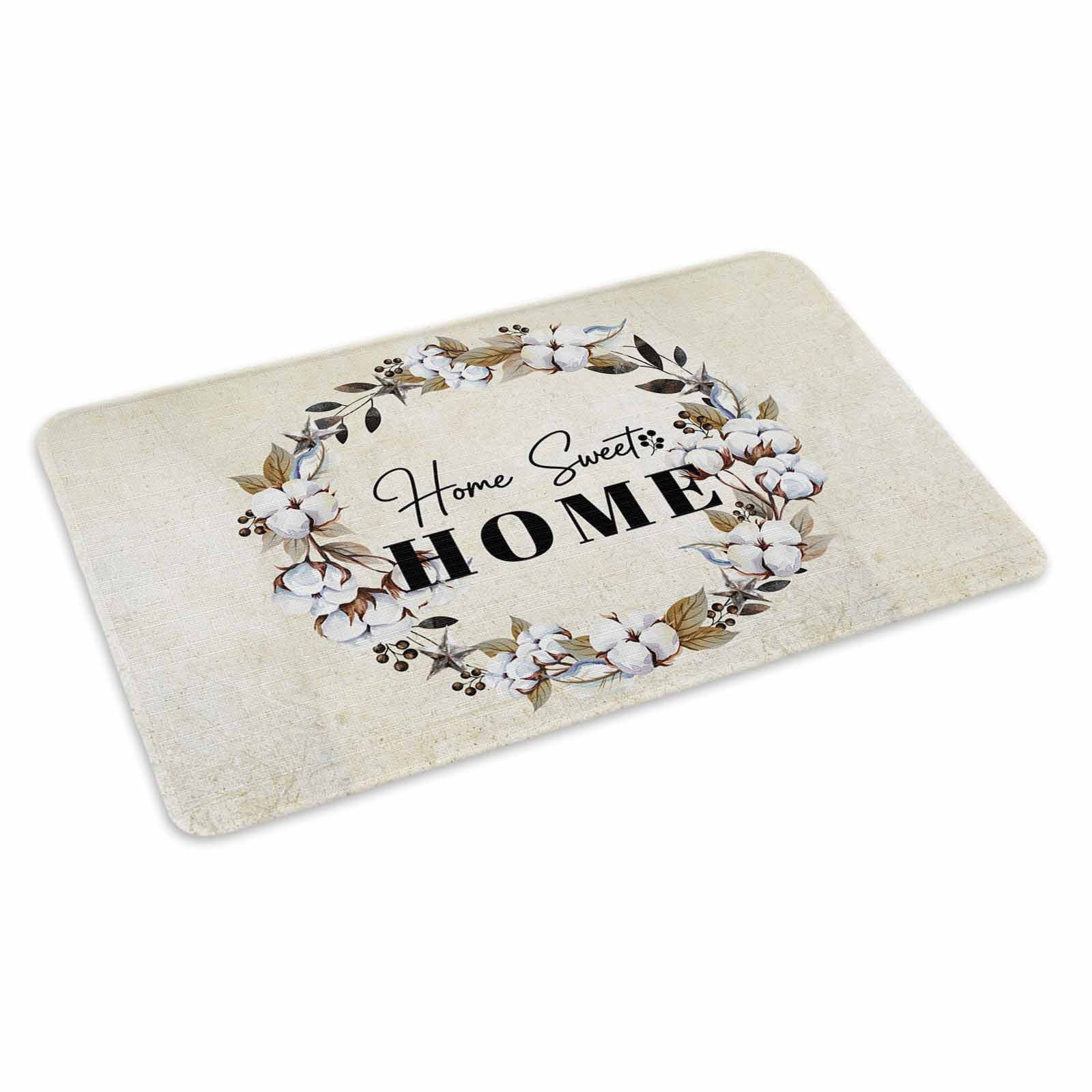 Home Sweet Doormat Outdoor Entrance 16"x24", Wreath Botanical Farmhouse ...