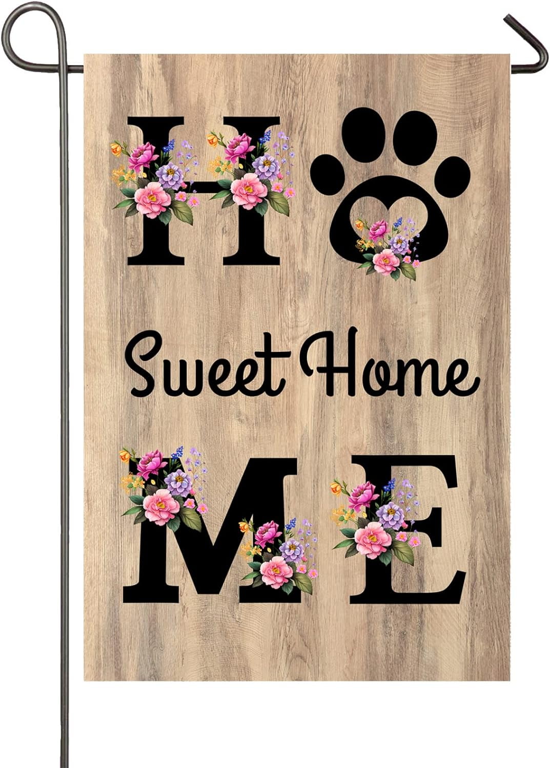 Home Sweet Home Garden Flag Floral Dog Paw Spring Summer Yard Flag ...