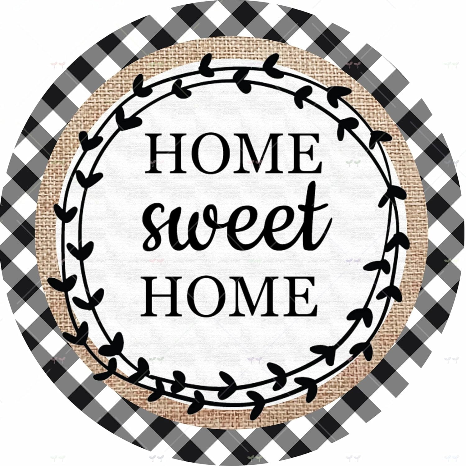 Home Sweet Home Black Gingham And Heart Wreath Everyday Metal Wreath ...