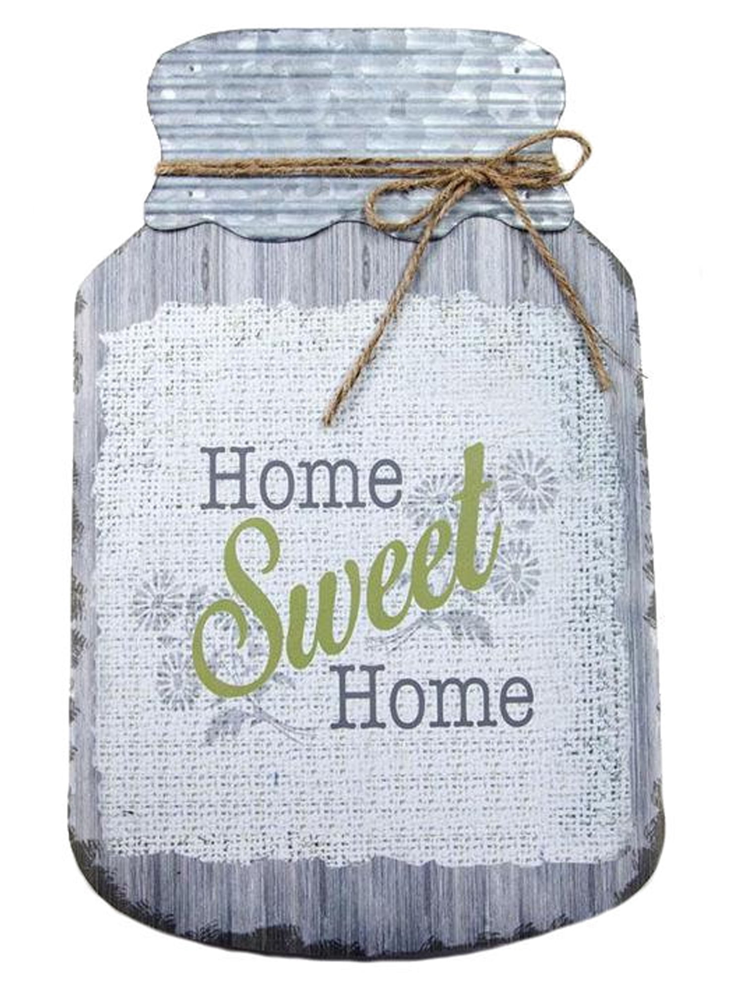 Home Sweet Home Canning Jar Wood & Metal Sign Wall Art 10"L x 14"H x 0. ...