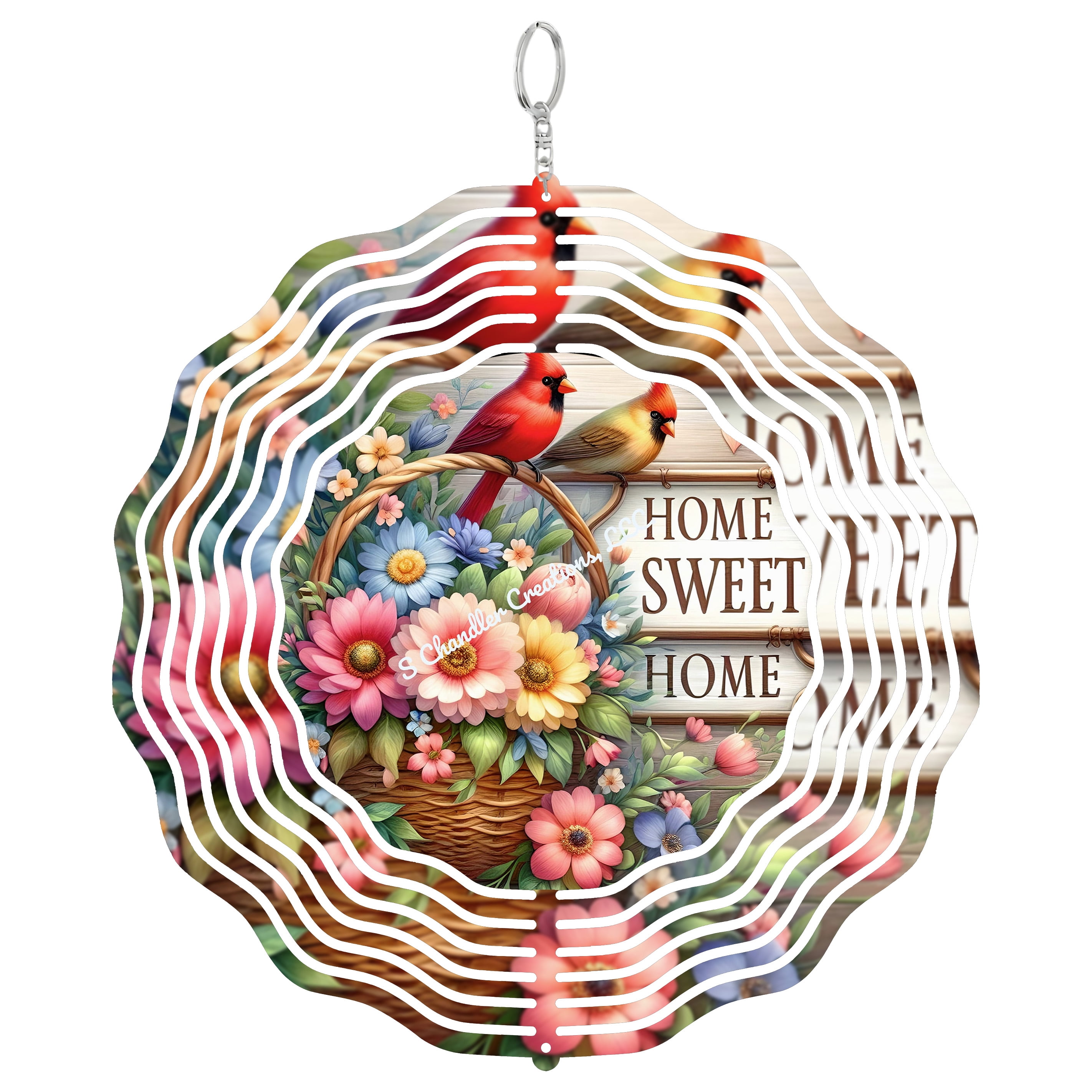 Home Sweet Home Cardinal 3D Wind Spinner, Red Bird Metal Ornament ...