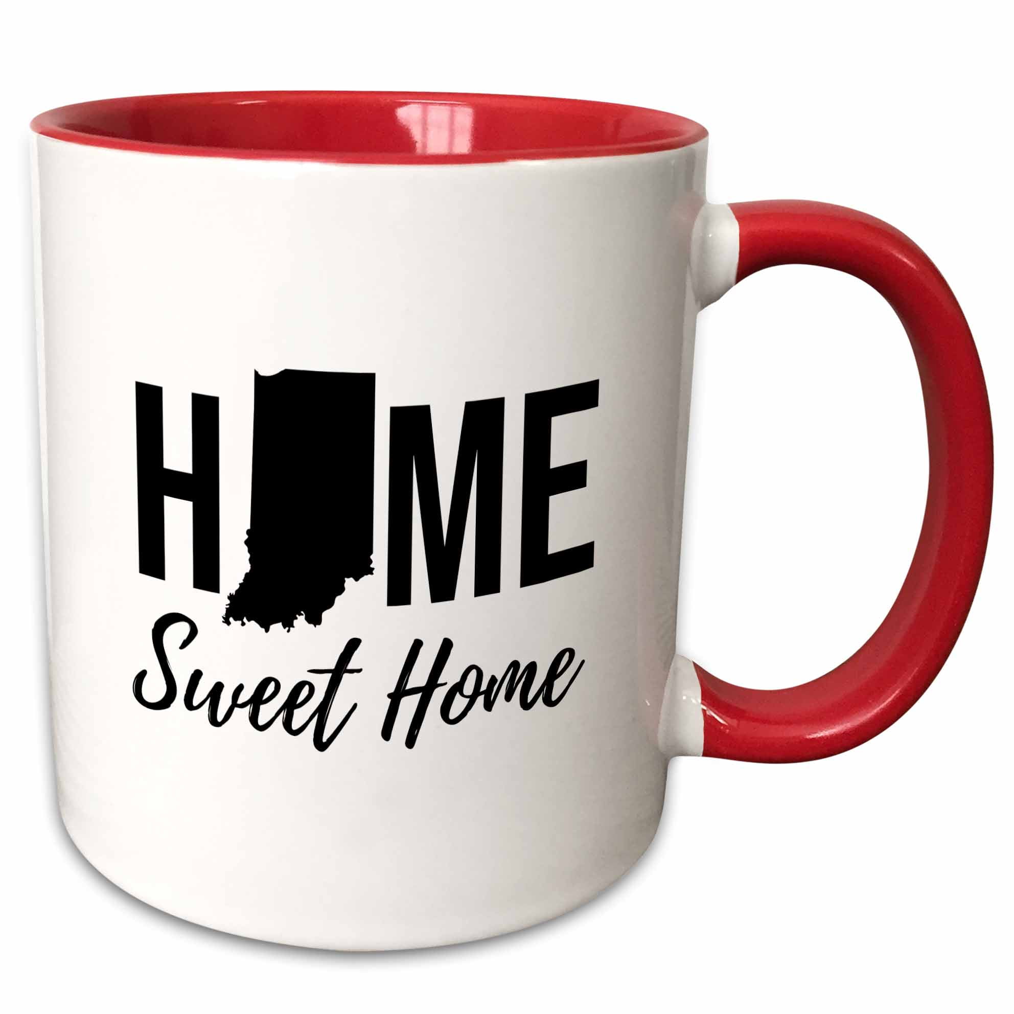 3drose, Home Sweet Home. Indiana State. White Background., 15oz Two ...